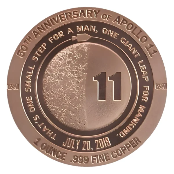 1 oz Apollo 11 50th Anniversary Copper Round (.999 Fine) | Cheeky ...